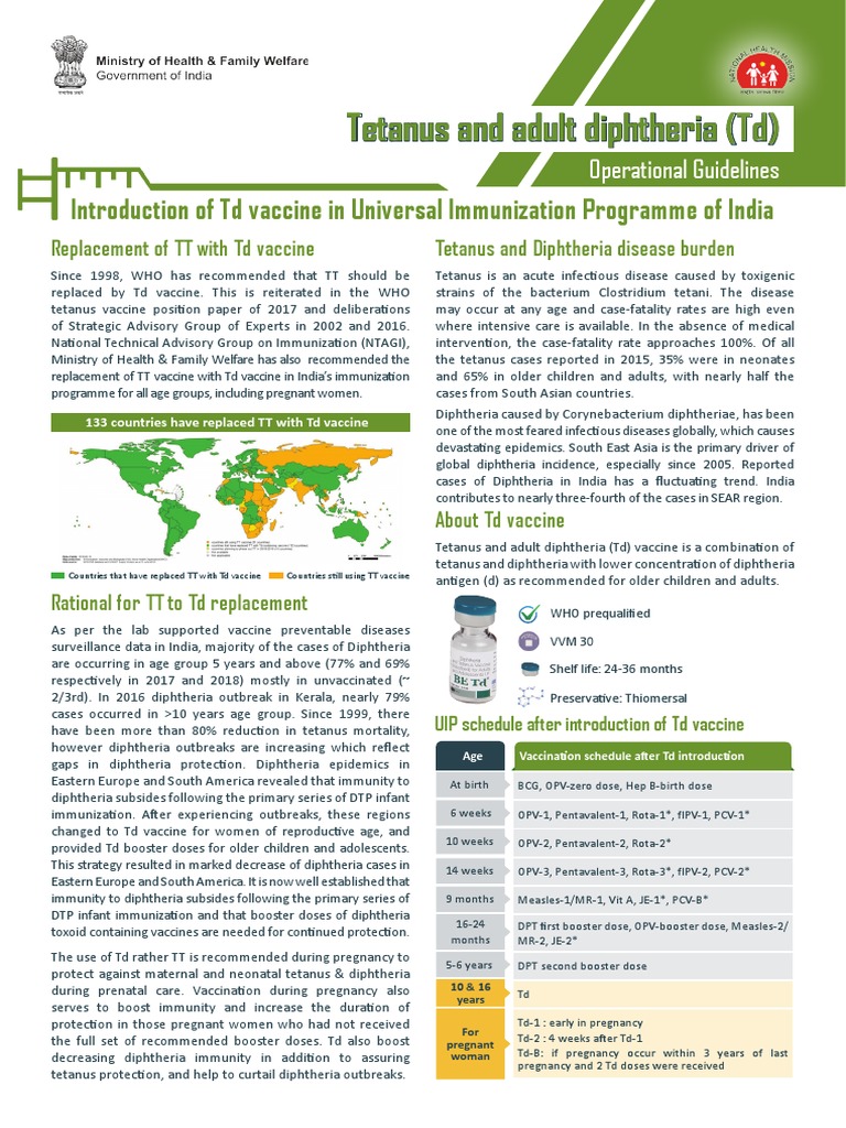 TD Vaccine Operational Guidelines | PDF | Biotechnology | Vaccination