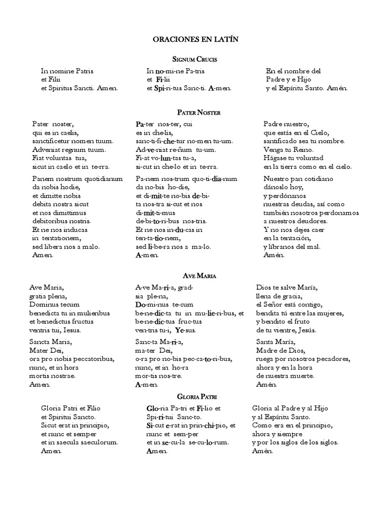 Oraciones en Latin | PDF | orador del Señor | Misticismo cristiano