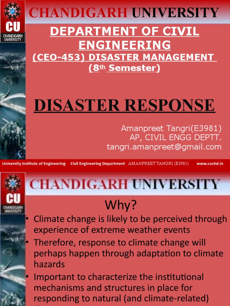 Department of Civil Engineering: Disaster Response | PDF | Emergency ...