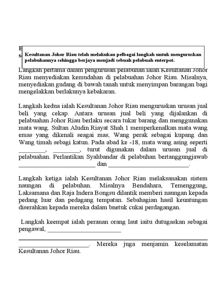 Esei Kesultanan Johor Riau | PDF