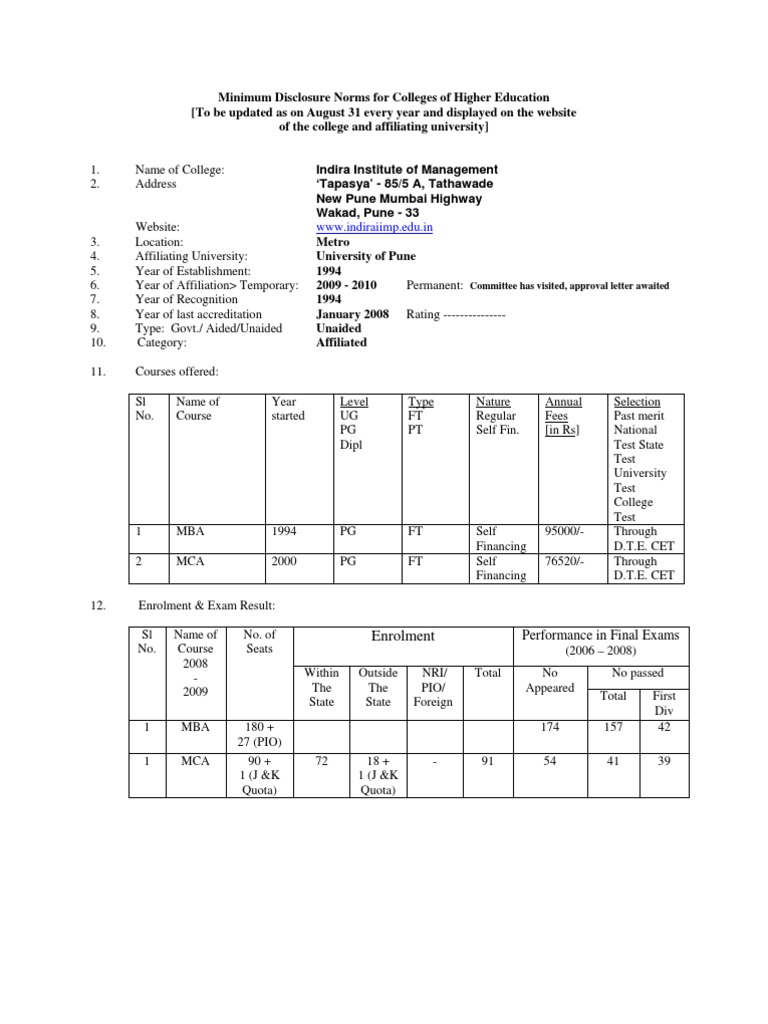 Minimum Disclosure | PDF | Academia | Vocational Education