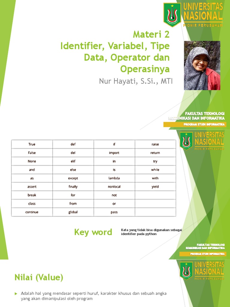 Materi 2 - Identifier, Variabel, Tipe Data, Operator Dan Operasinya | PDF