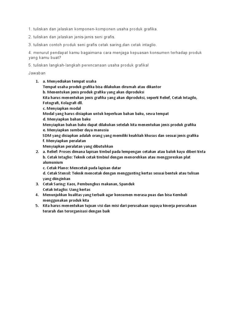 Komponen dan Jenis Usaha Produk Grafika | PDF