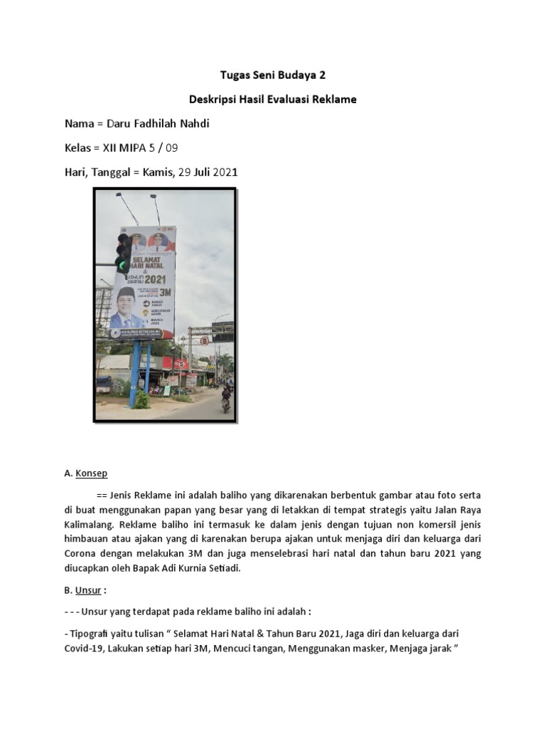 Tugas Seni Budaya 2 Reklame | PDF | Seni