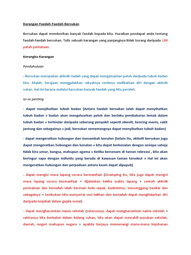 Karangan Faedah Bersukan EDIT2 | PDF