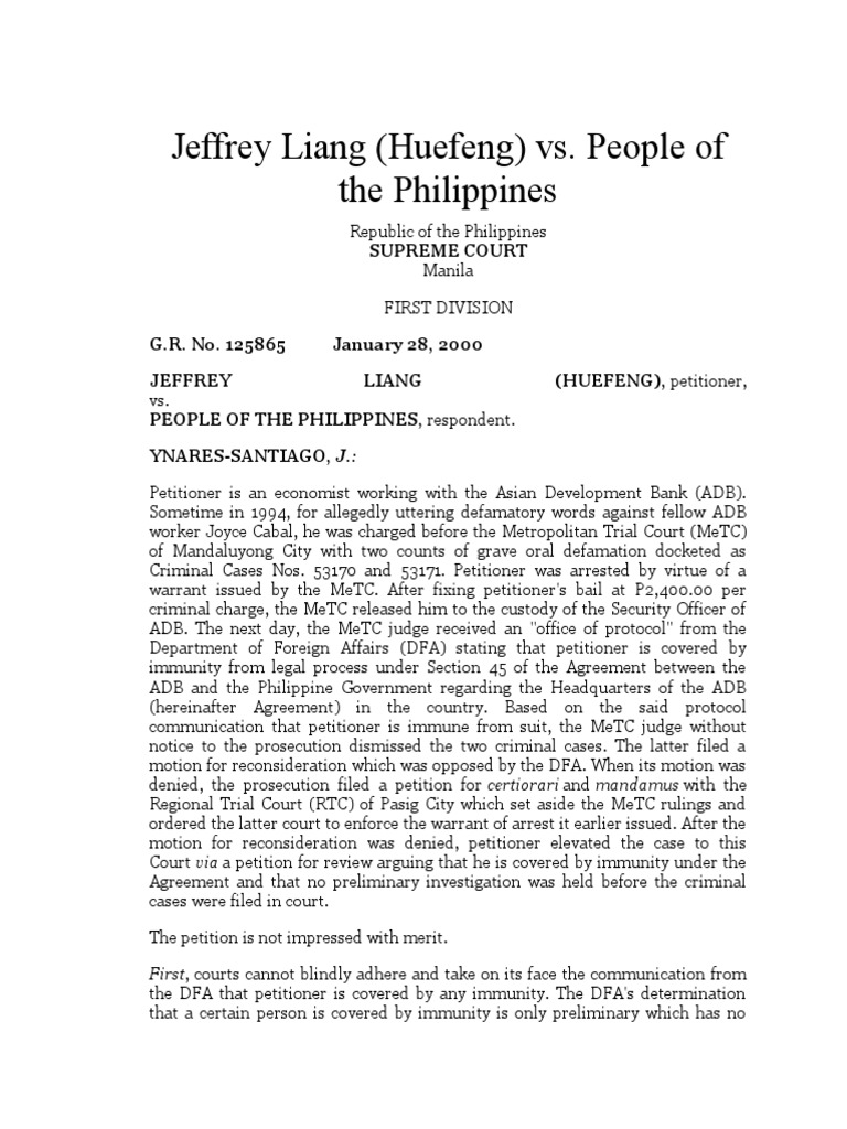 Jeffrey Liang (Huefeng) vs. People of The Philippines: Supreme Court ...