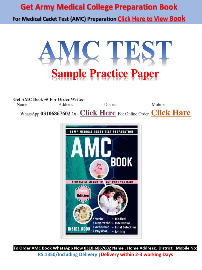 AMC Test Sample Paper | PDF | Ribosome | Messenger Rna