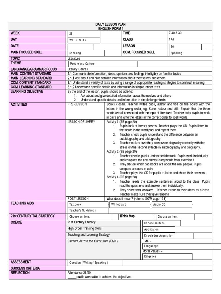 F1 LP Unit 2 Fact of Fiction | Download Free PDF | Lesson Plan | Teachers