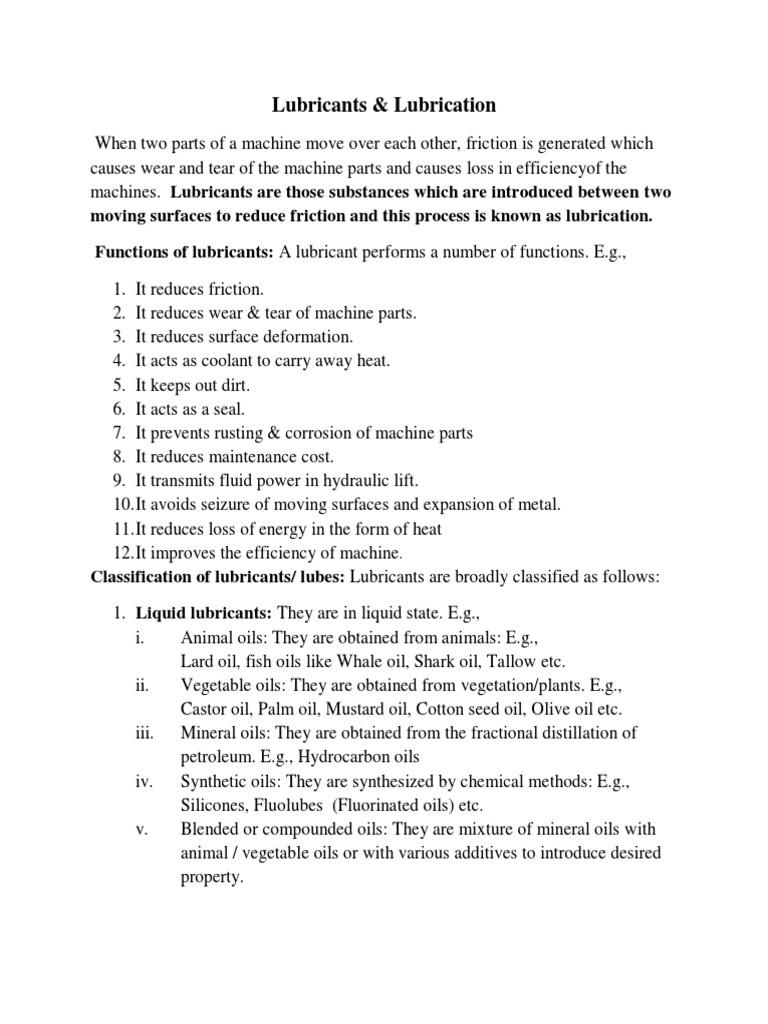 Lubricants and Lubrication PDF | PDF | Lubricant | Friction