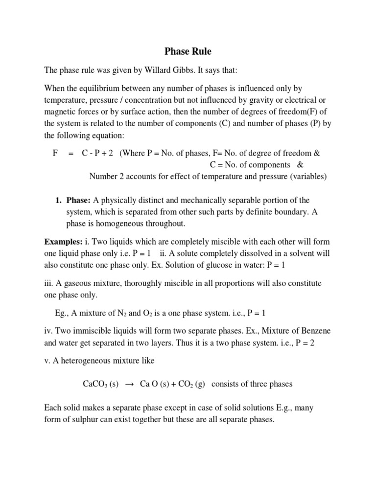 Phase Rule Water & CO2systems | PDF | Phase (Matter) | Phase Rule