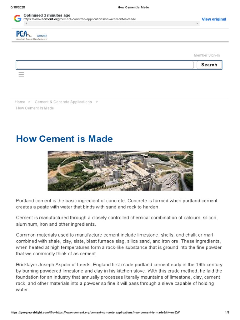 How Cement Is Made | PDF | Cement | Economic Sectors