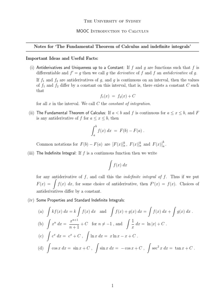 Fundamental Theorem of Calculus Overview | PDF | Integral | Calculus