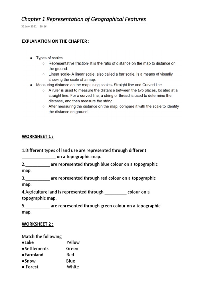 Geography Chapter 1 Revision Worksheets | PDF
