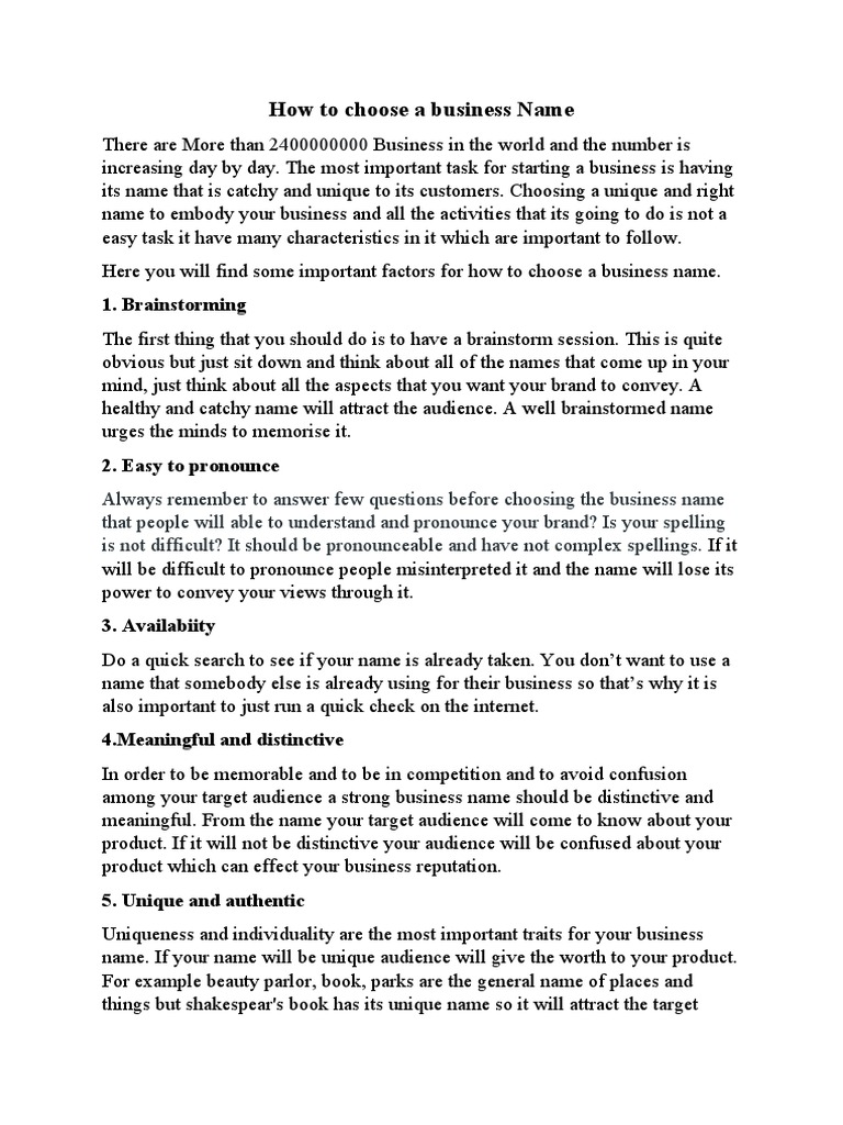 Tips for Choosing a Business Name | PDF | Brand | Communication