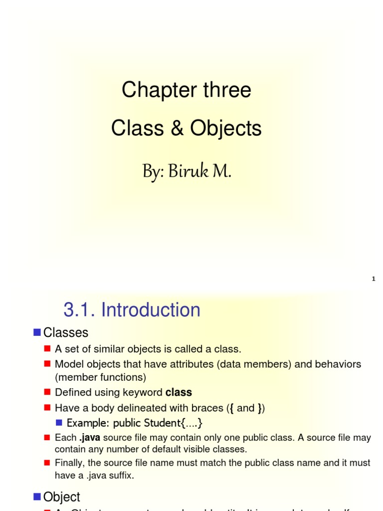 Chapter3 Class And Objects Pdf Class Computer Programming Method Computer Programming