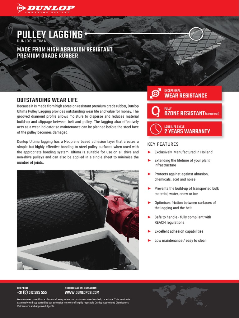 Pulley Lagging: Made From High Abrasion Resistant Premium Grade Rubber ...