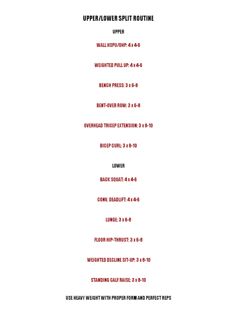 Strength Training Split Routine | PDF | Sports & Recreation | Cooking ...