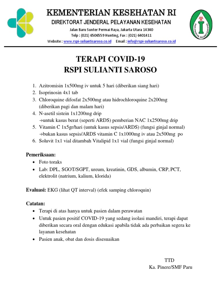Terapi Covid-19 Rspi Ss PDF | PDF
