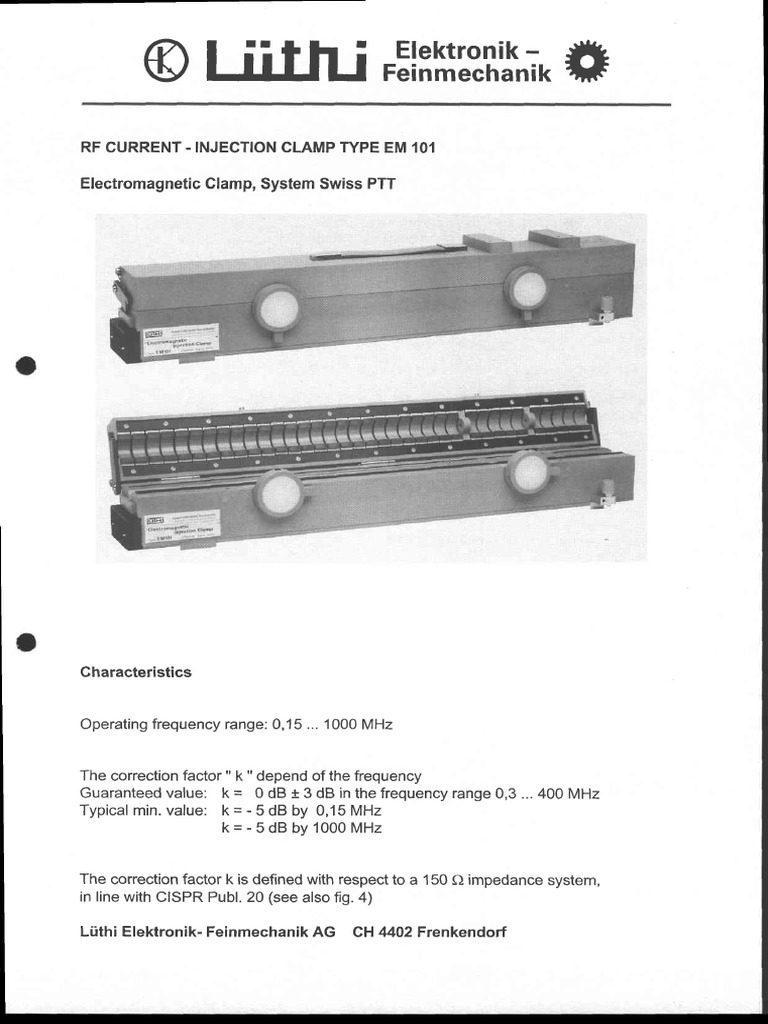 RF Current - Injection Clamp Type EM 101 Electromagnetic Glamp, System ...