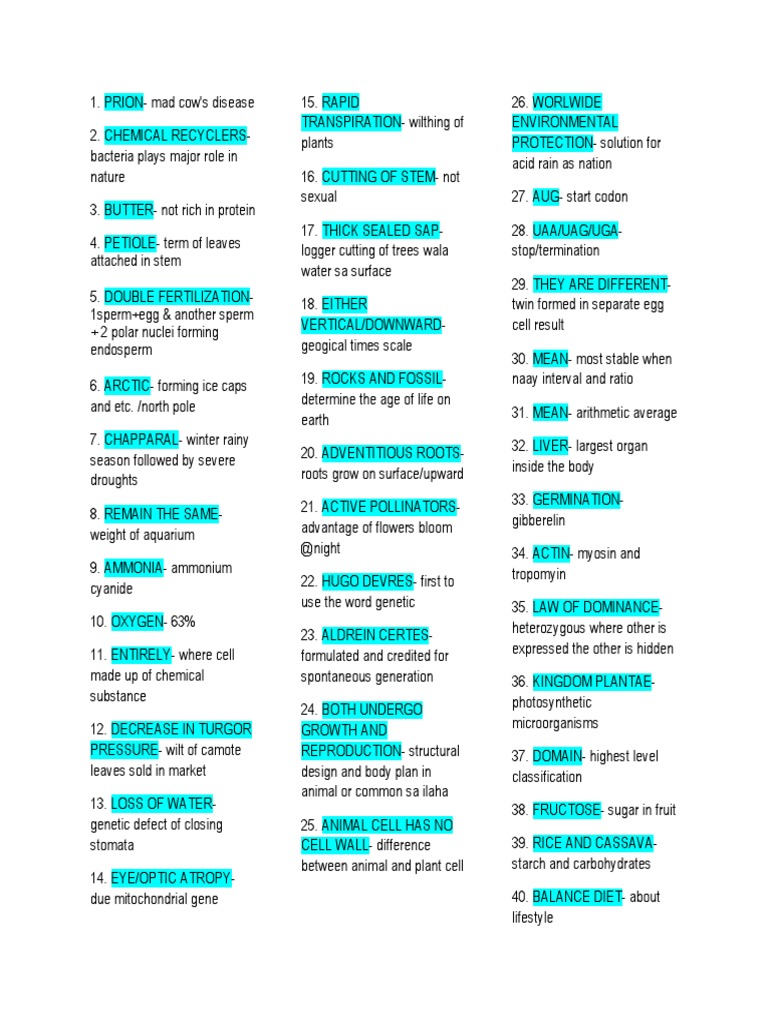Science Major: Board Exam Pointers (As of 2019) | PDF | Cell (Biology ...