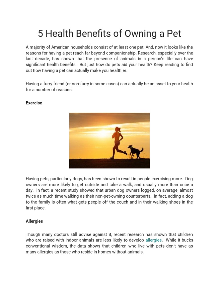 5 Health Benefits of Owning A Pet | PDF | Pet | Blood Pressure