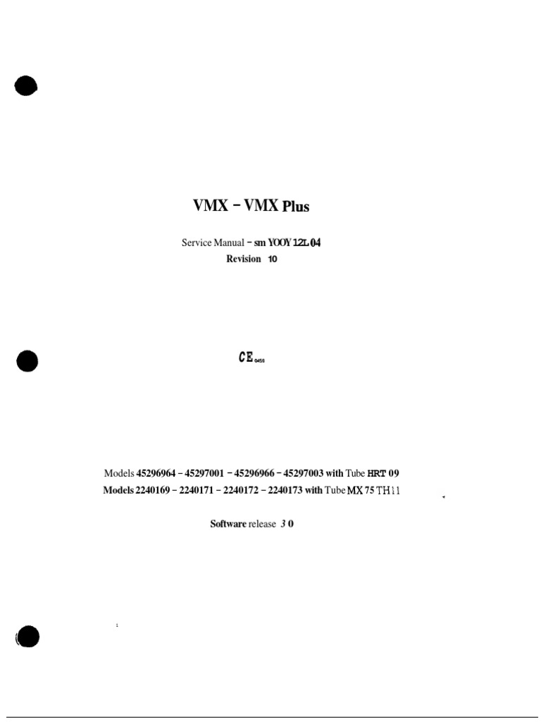 GE VMX and VMX Plus Service Manual SM Y00Y12L04 Rev 10 | PDF