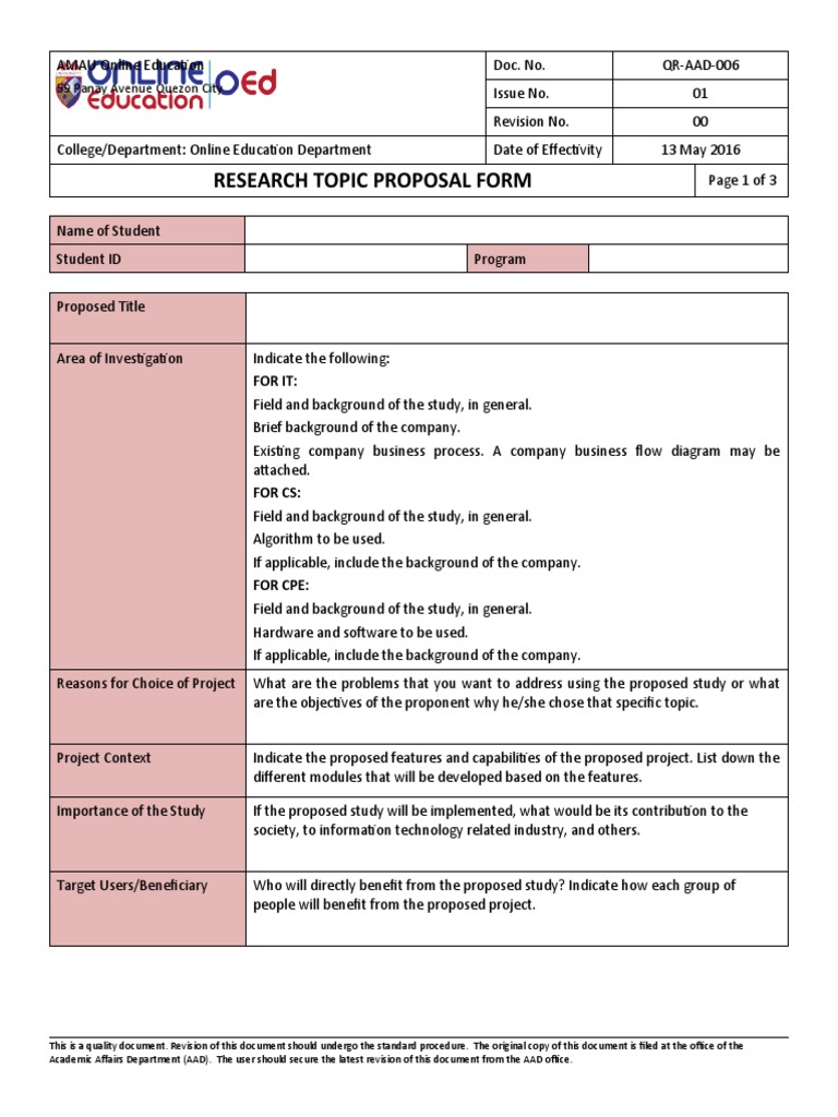 Research Topic Proposal Form | PDF | Systems Engineering | Software