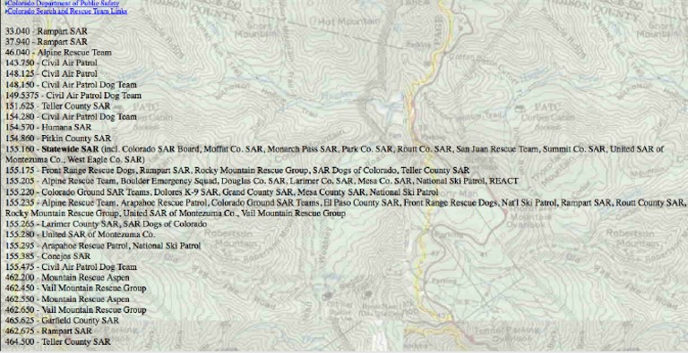 Colorado Search and Rescue (SAR) Frequencies | PDF