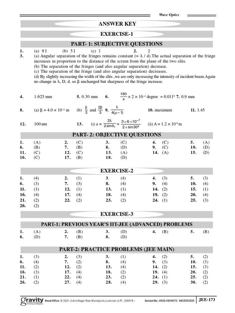 Wave Optics Key and Practice Problems | PDF | Optics | Applied And ...