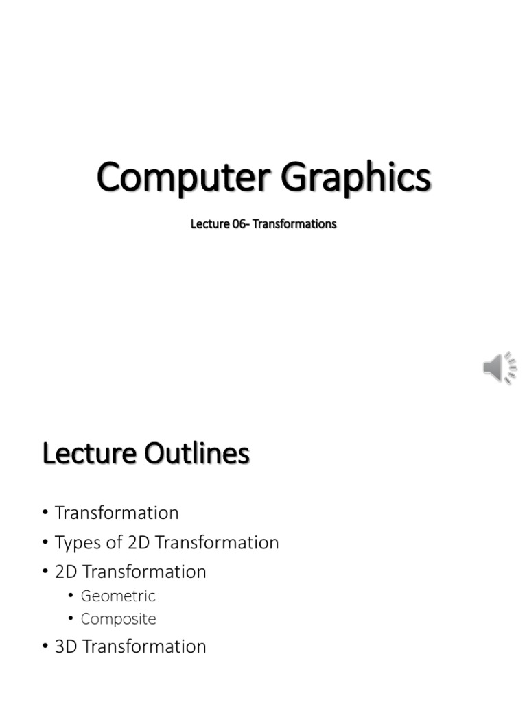 Computer Graphics Lecture 06 Transformations Pdf 2 D Computer Graphics Cartesian