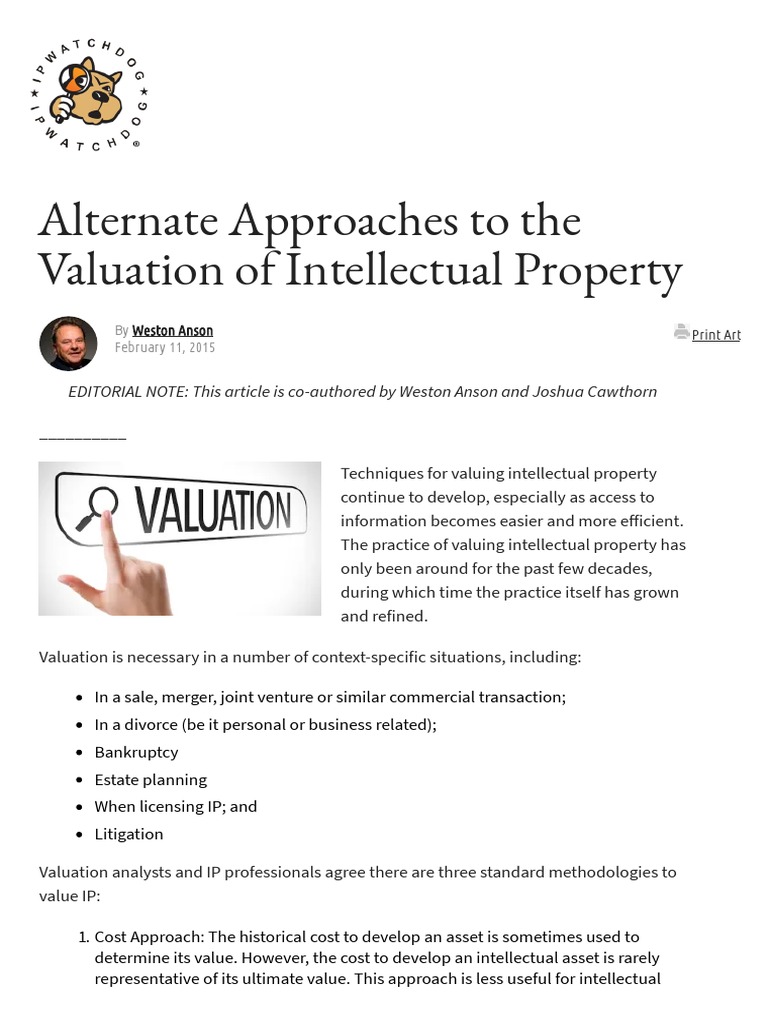 Alternate Approaches To The Valuation of Intellectual Property | PDF ...