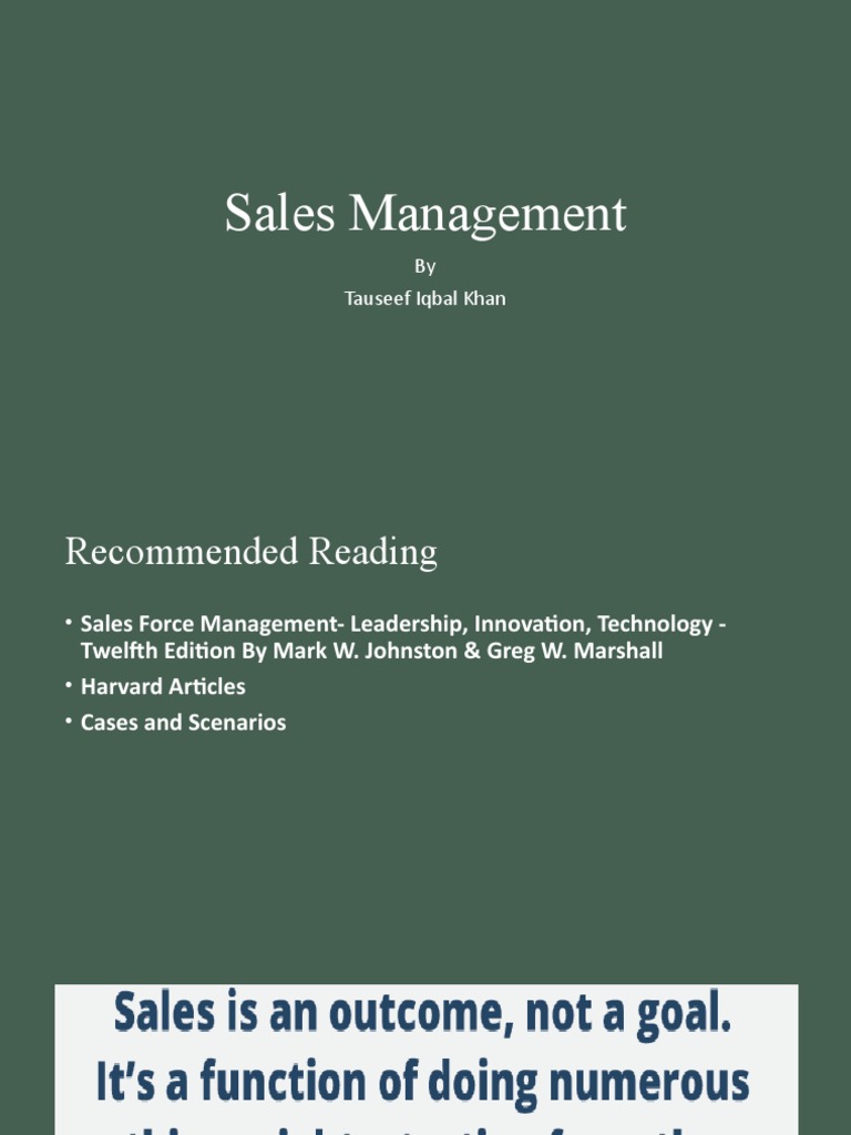 Sales Management-Module 1 | PDF | Sales | Marketing Strategy