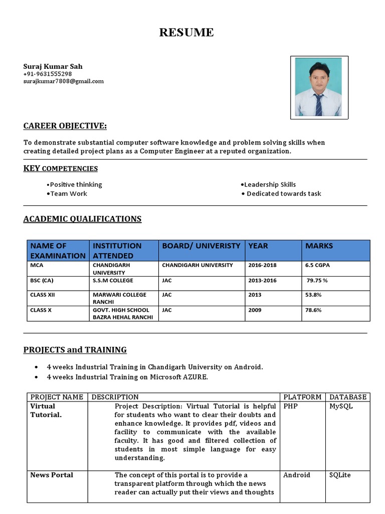 MyResume MCA Updated | PDF | Software Development | Computing