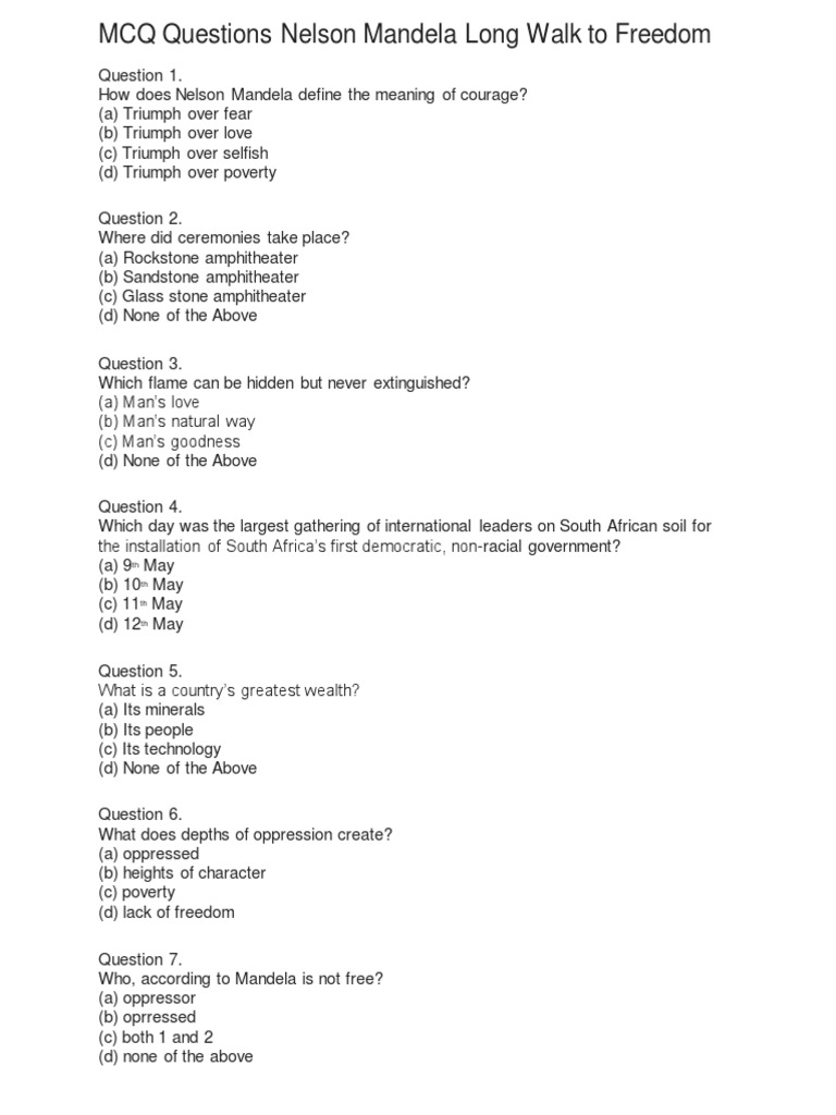 Nelson Mandela's Insights on Courage, Freedom and Unity: Multiple ...