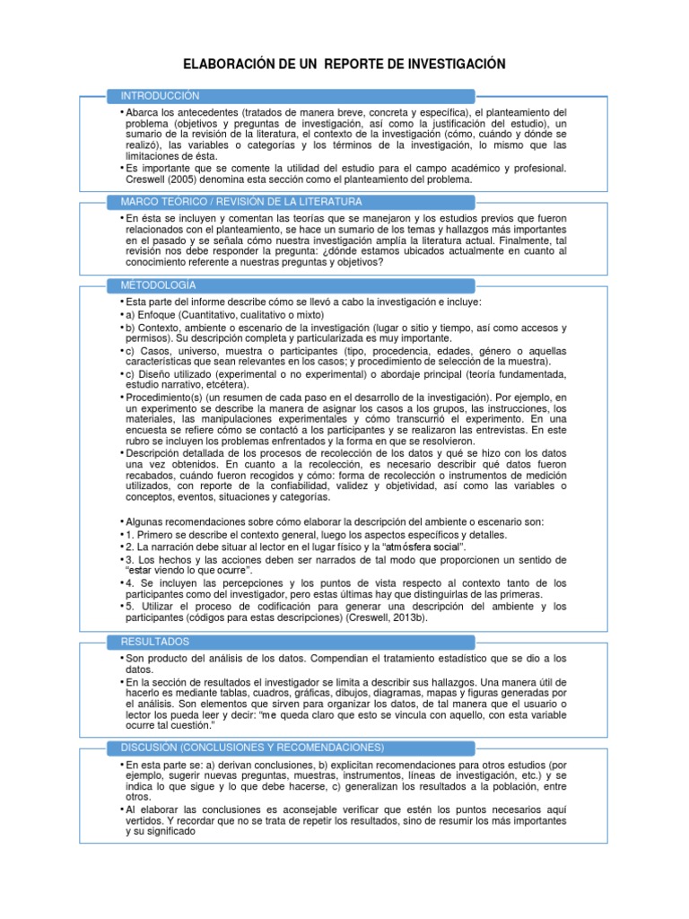 Elaboración de Un Reporte de Investigación | PDF | Experimentar | Science