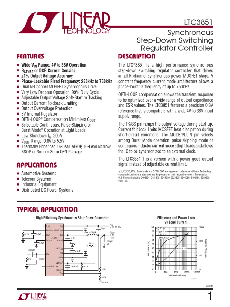 Features Description: LTC3851 Synchronous Step-Down Switching Regulator Controller | PDF ...