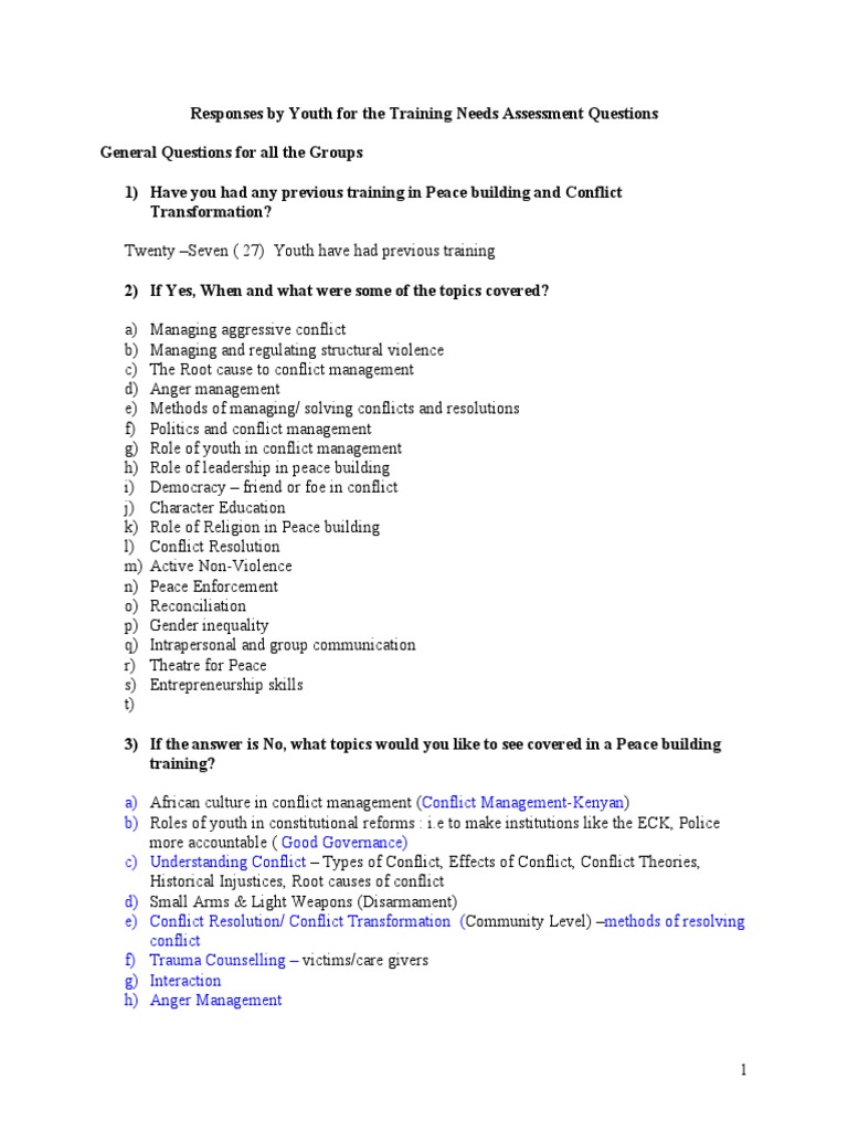 Questionnaire Responses | PDF | Conflict Resolution | Peace
