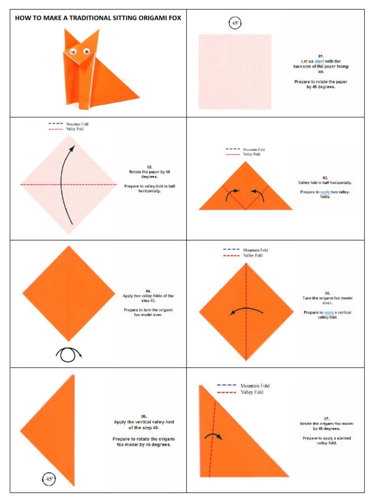 How To Make A Traditional Sitting Origami Fox | PDF