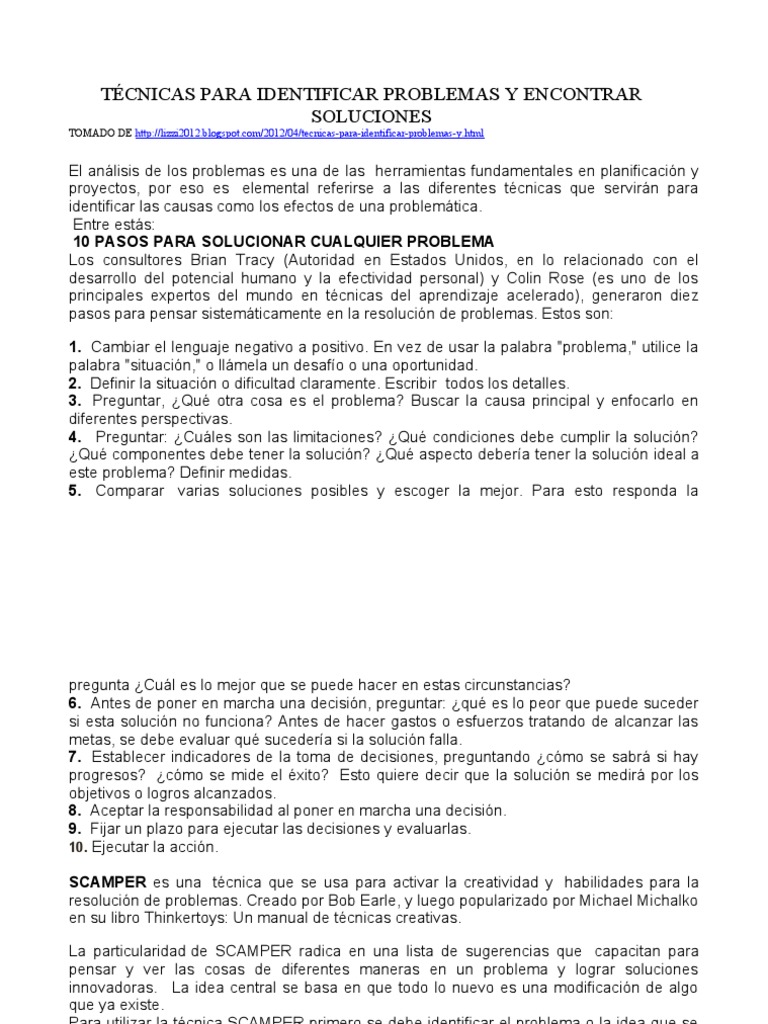 Técnicas para Identificar Problemas y Encontrar Soluciones | Descargar ...