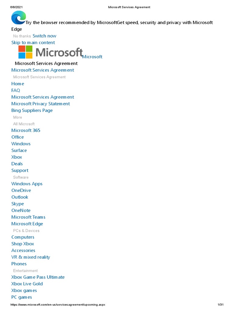 Microsoft Services Agreement June 15 2021 | PDF | Payments | Digital ...