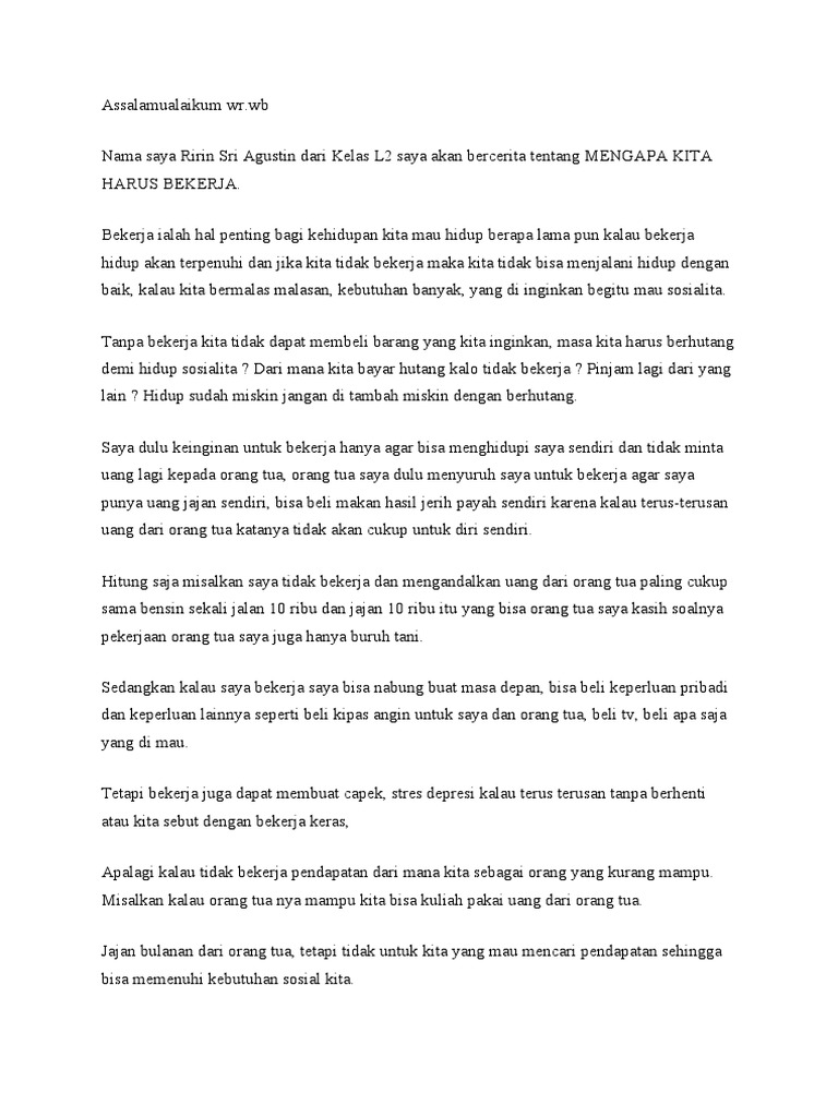 Contoh Mengapa Kita Harus Bekerja Pdf