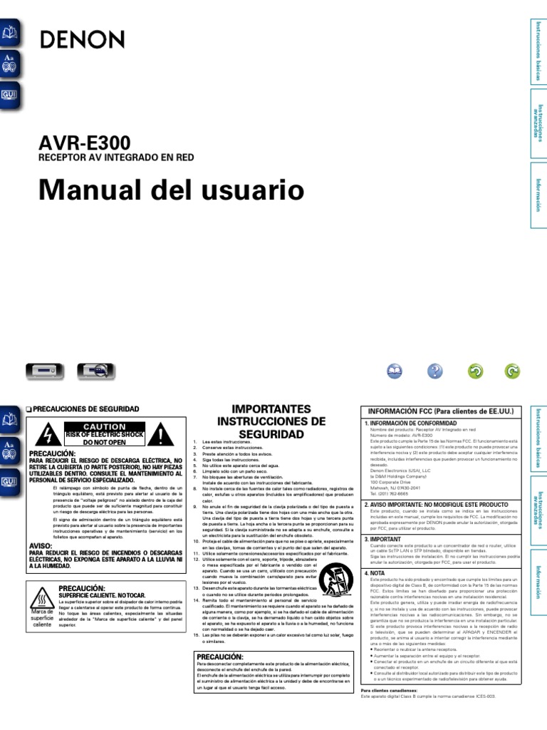User Manual Denon AVR-E300 | PDF | Hdmi | Yo telefono
