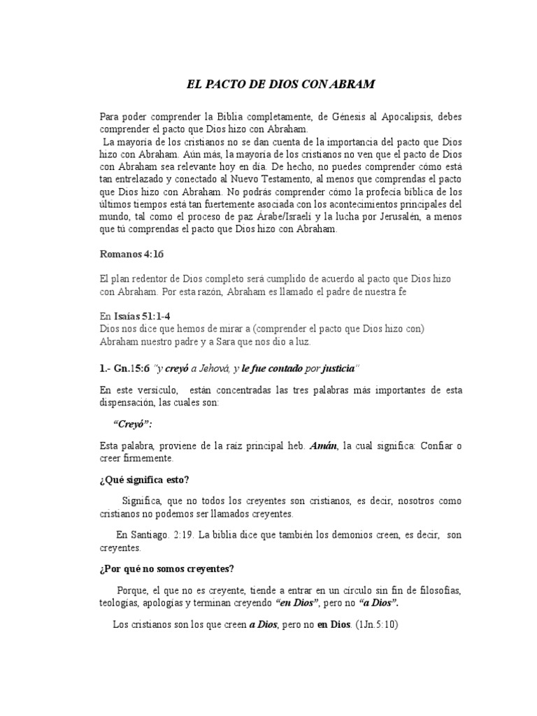 Bosquejo Del Pacto de Dios Con Abram | PDF | Abrahán | Pecado
