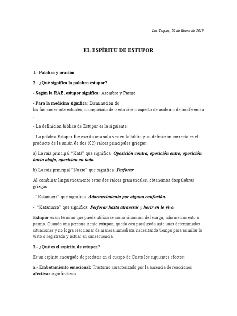 Significado y efectos del espíritu de estupor | PDF | Relaciones ...