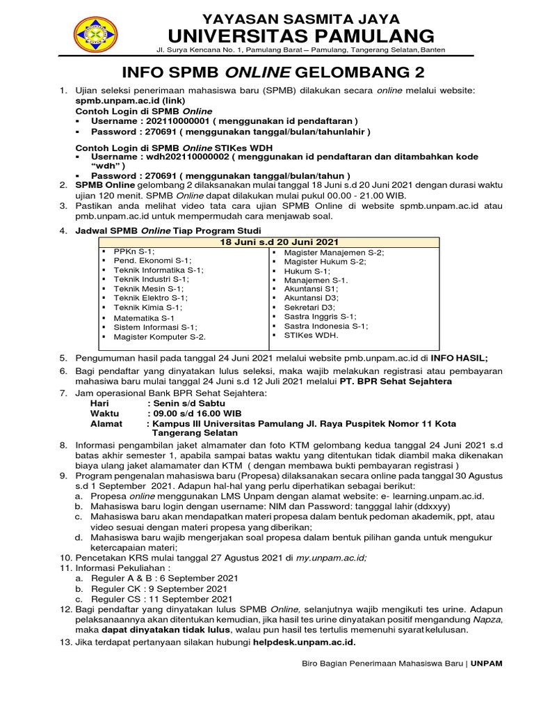 SPMB ONLINE Gelombang 2-1 | PDF | Bisnis | Pengelolaan Keuangan & Uang