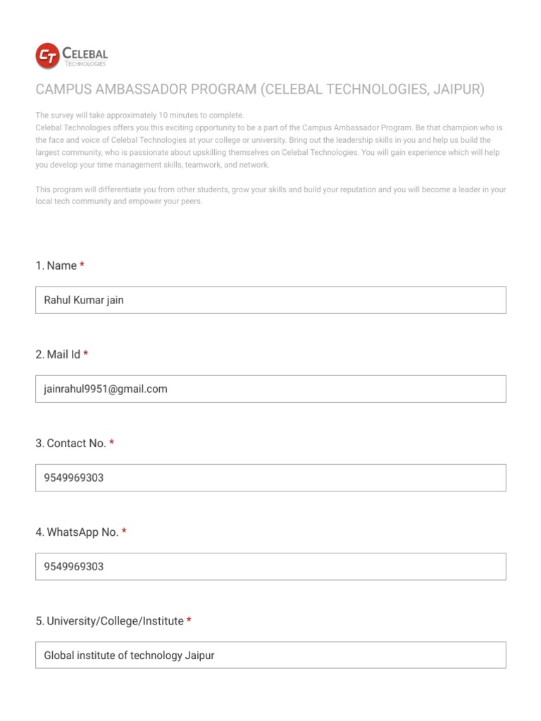 Campus Ambassador Program (Celebal Technologies, Jaipur) | PDF | Social Media | Popular Culture ...