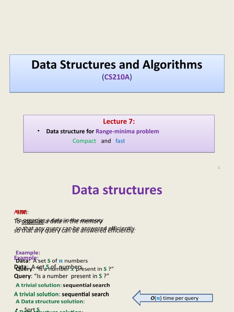 CS210 Lecture 7 Range Minima | PDF | Data Management | Algorithms And Data Structures
