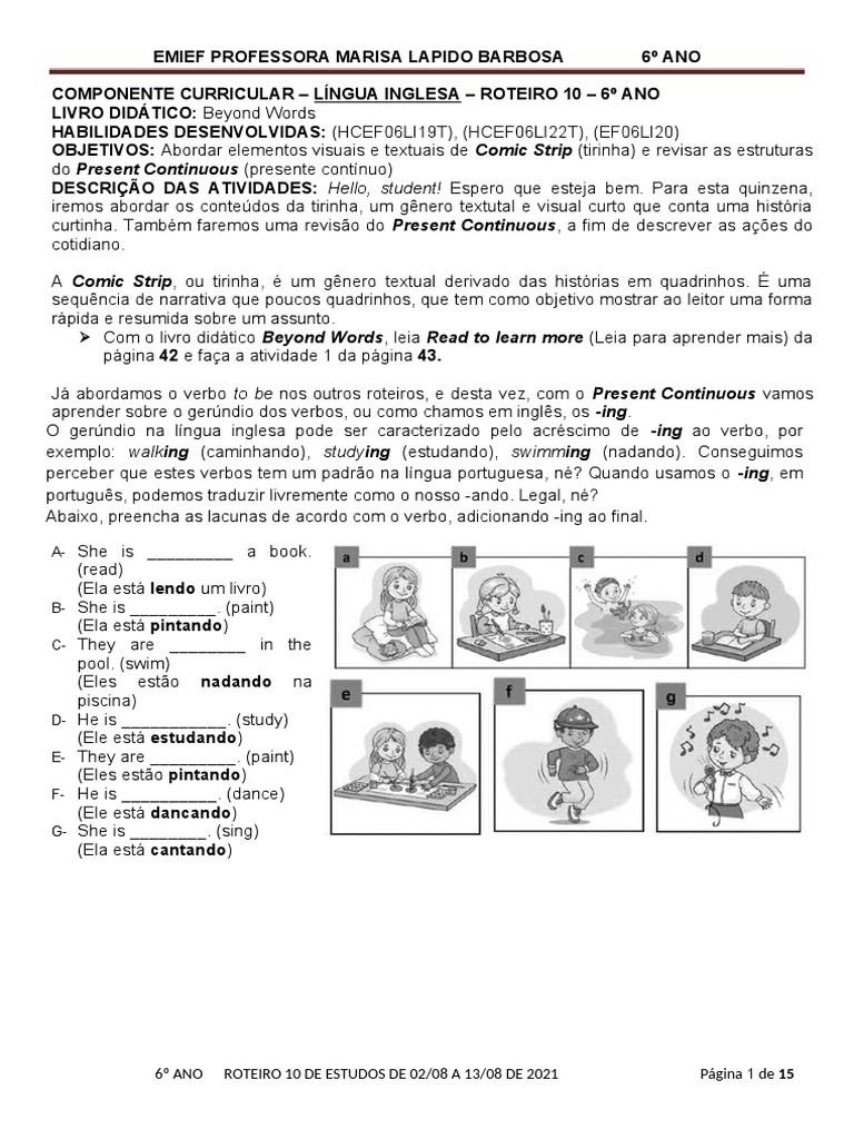 Understanding Comics Strips and the Present Continuous Tense | PDF