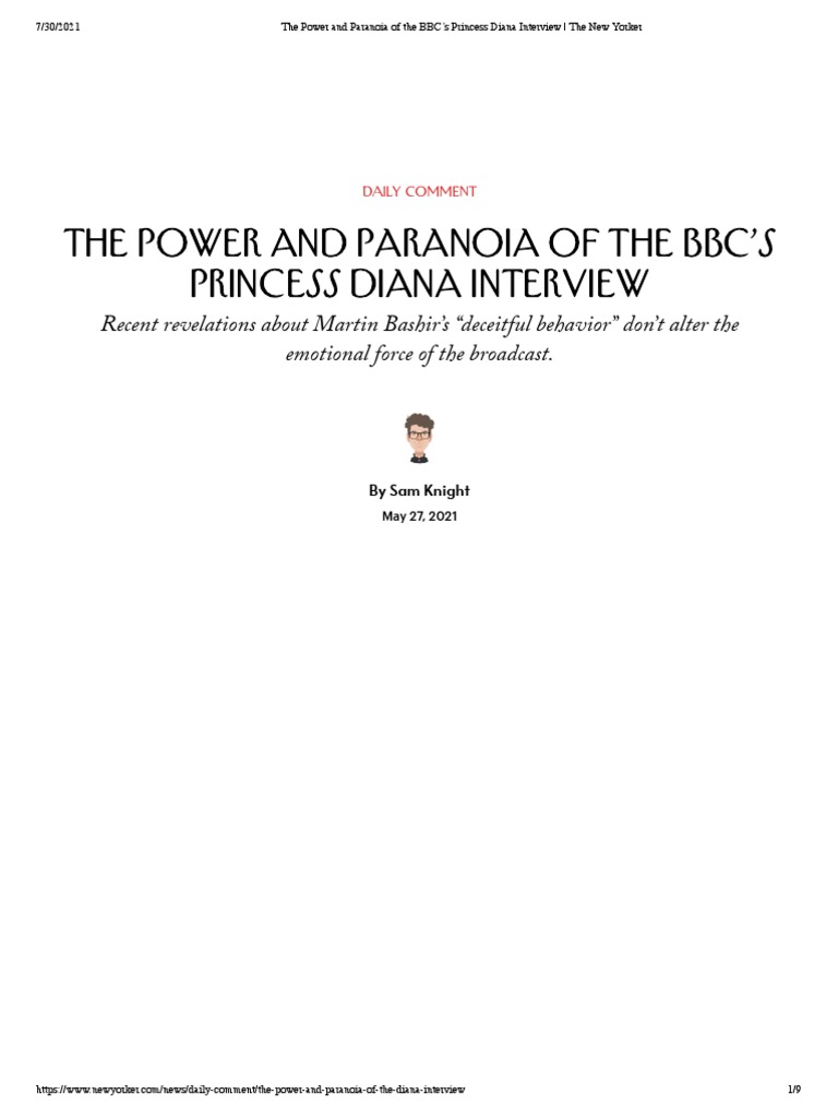 The Power and Paranoia of The BBC's Princess Diana Interview - The New ...