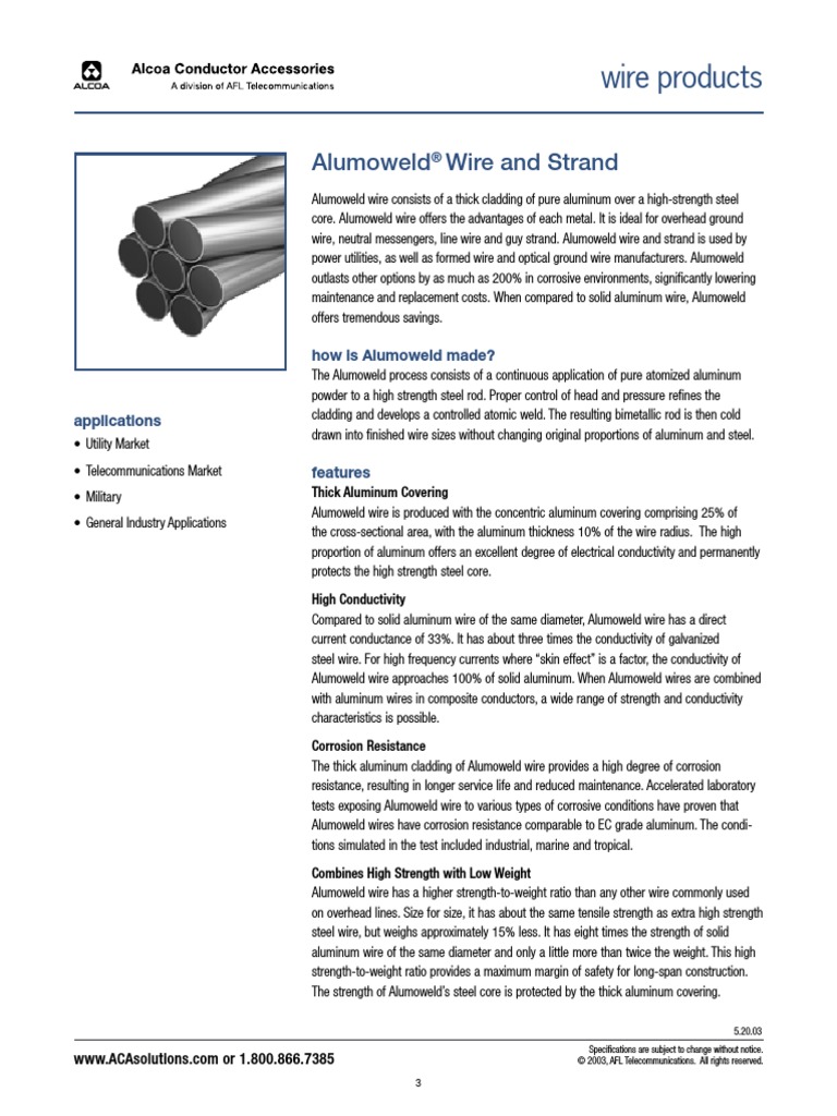 Wire Products: Alumoweld Wire and Strand | PDF | Wire | Corrosion